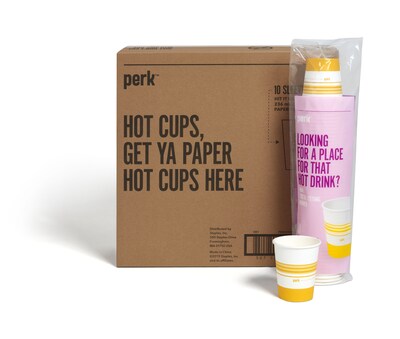 Perk™ Paper Hot Cup, 8 Oz., White/Yellow, 500/Carton (PK45592CT ...