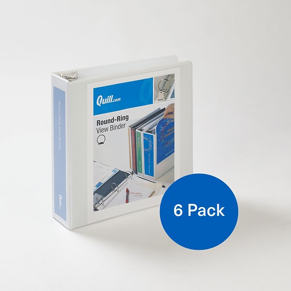 Quill Brand® 2 inch Round Ring, View Binder, White, 6/Pack (7222WE ...