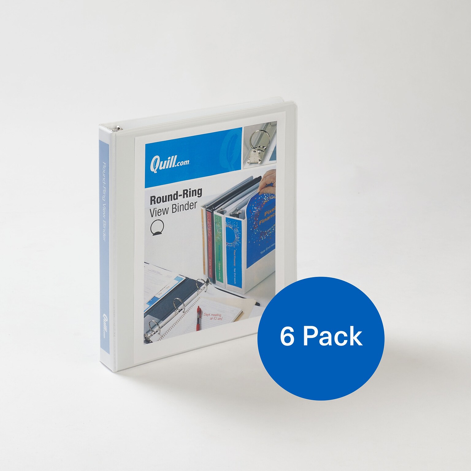 Quill Brand® 1 inch Round Ring, View Binder, White, 6/Pack (7221WE) | Quill