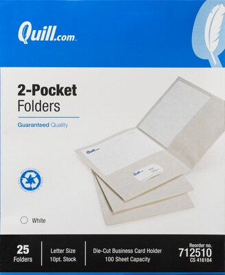 Quill Brand® 2-Pocket Folders, White, 25/Box (712510) | Quill.com