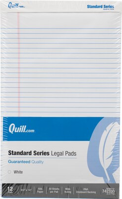 Quill Brand® Standard Series Legal Pad, 8-1/2" x 14", Wide Ruled, White ...