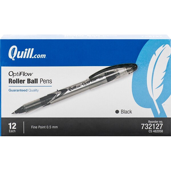 Quill Brand® Rollerball Pens, Fine Point, Black, Dozen (32127-QL ...