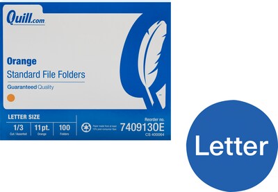 Quill Brand® File Folders, Assorted Tabs, 1/3-Cut, Letter Size, Orange ...