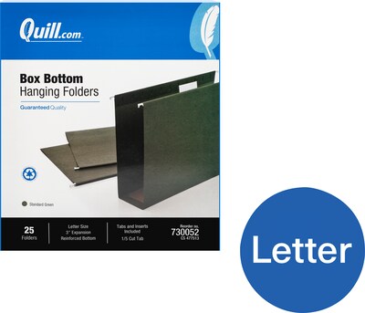 Quill Brand® Box Bottom Hanging File Folders, 3" Expansion, Letter Size ...