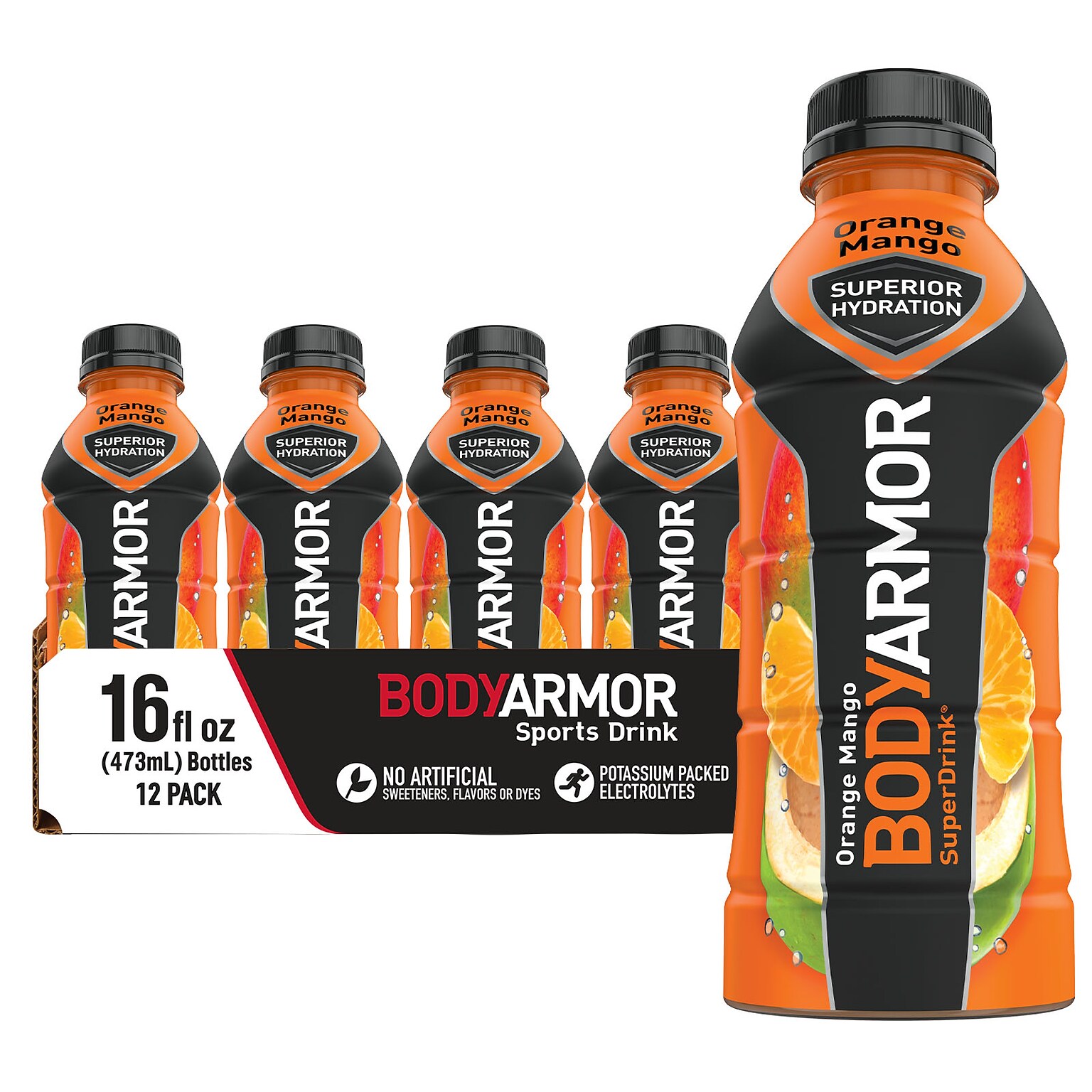 BodyArmor SuperDrink Orange Mango Sports Drink, 16 Oz. Bottle, 12/Pack ...