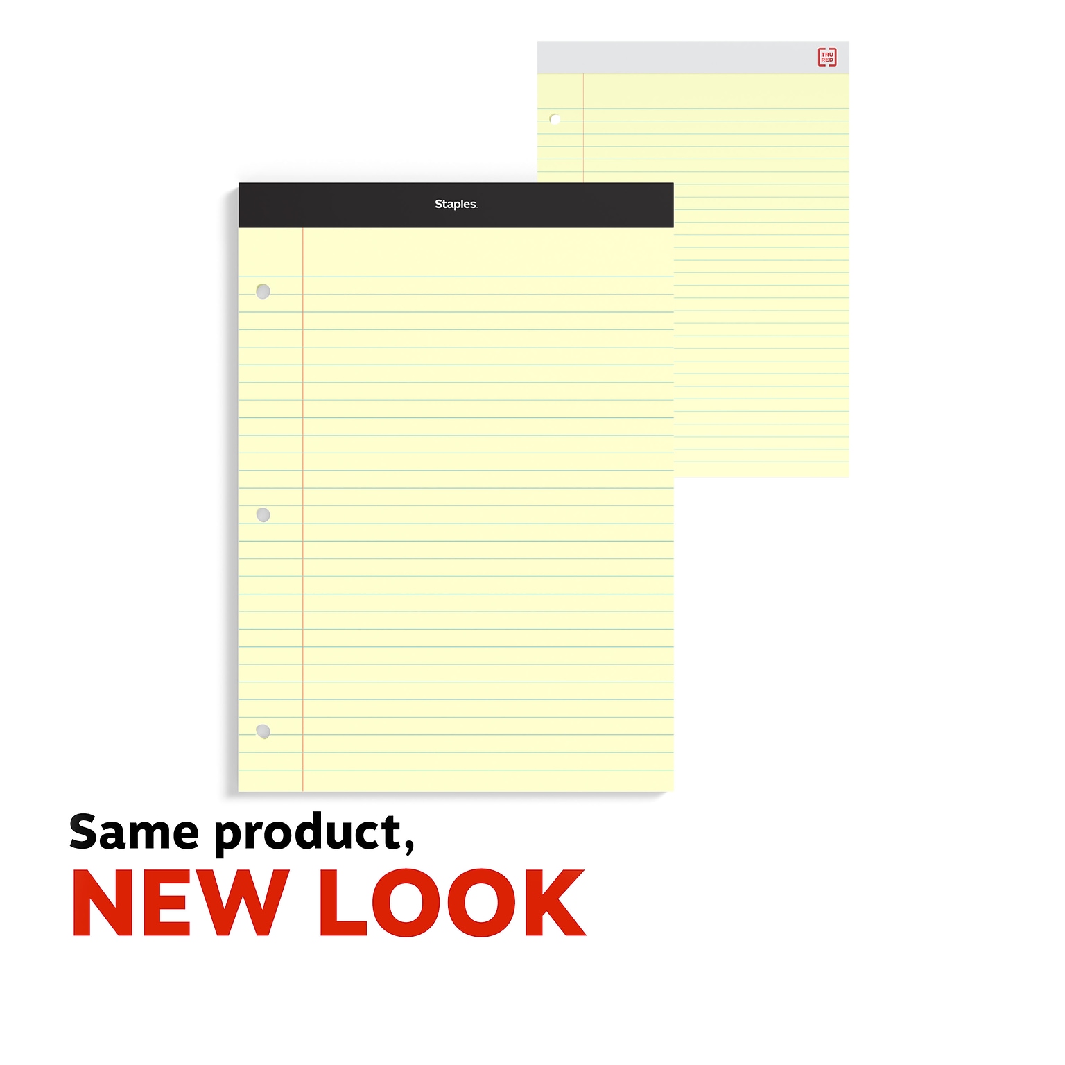 Staples Double-Sheet Notepad, 8.5" x 11.75", Wide Ruled, Canary, 100 ...