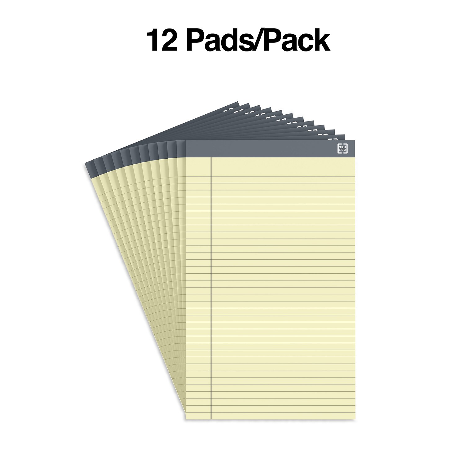 TRU RED™ Notepads, 8.5" x 14", Wide Ruled, Canary, 50 Sheets/Pad, 12 ...