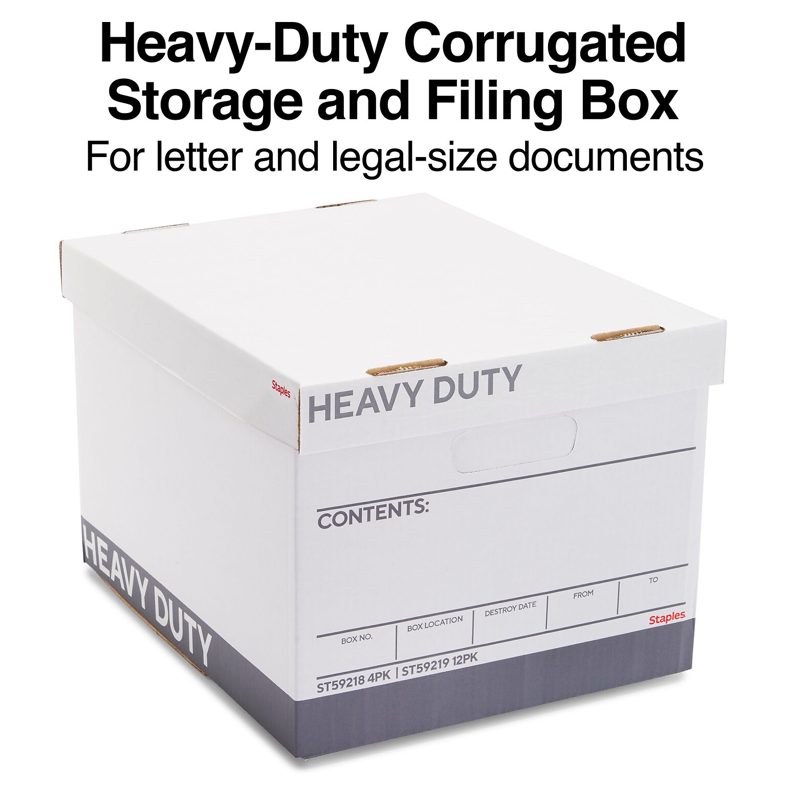 Staples Heavy Duty File Box, Lift Off Lid, Letter/Legal, White/Gray, 12 ...