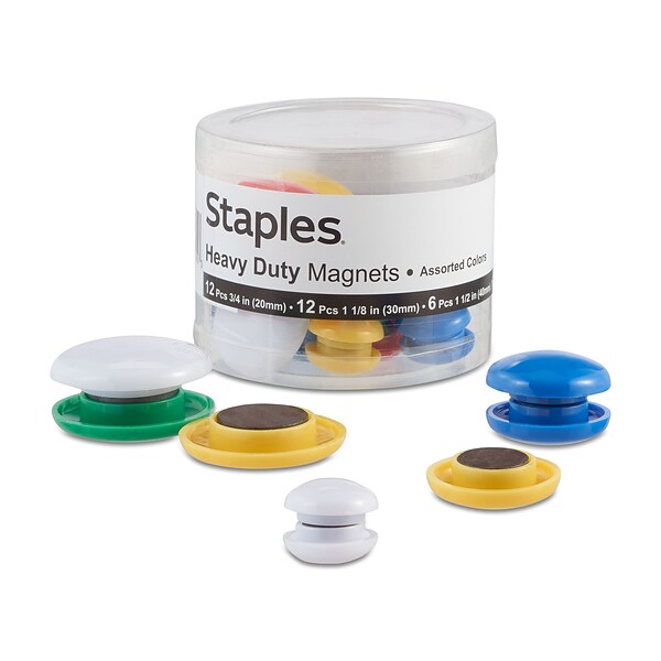 Staples Heavy Duty Magnets, Assorted Colors, 30/Pack (28703) | Quill.com
