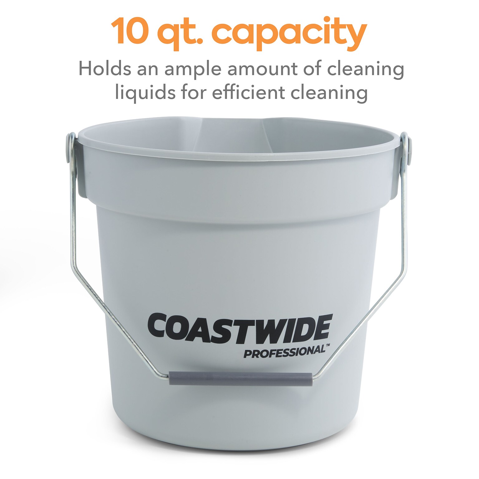 Coastwide Professional™ Plastic Bucket, 10 Quart, Gray (CW58017 ...