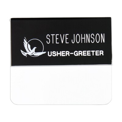 Custom Engraved Plastic Pocket Badge, 1-1/4" x 3" | Quill.com