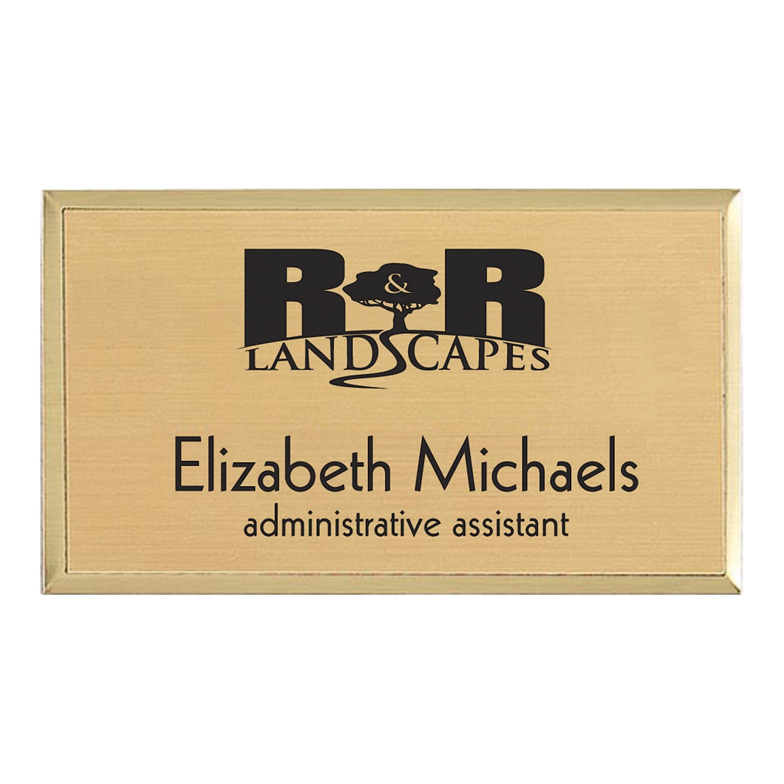 Custom Engraved Gold Metallic Badge, 2" x 3-1/2" | Quill.com