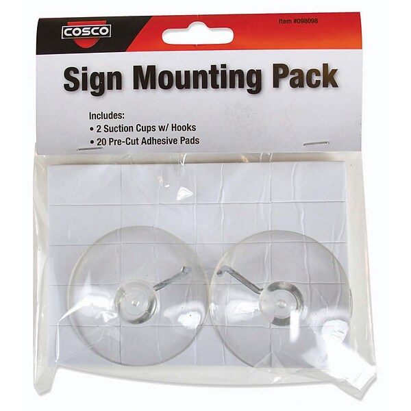 Cosco Sign Accessory Kit, Suction Cups with Hooks and Adhesives,96 ...