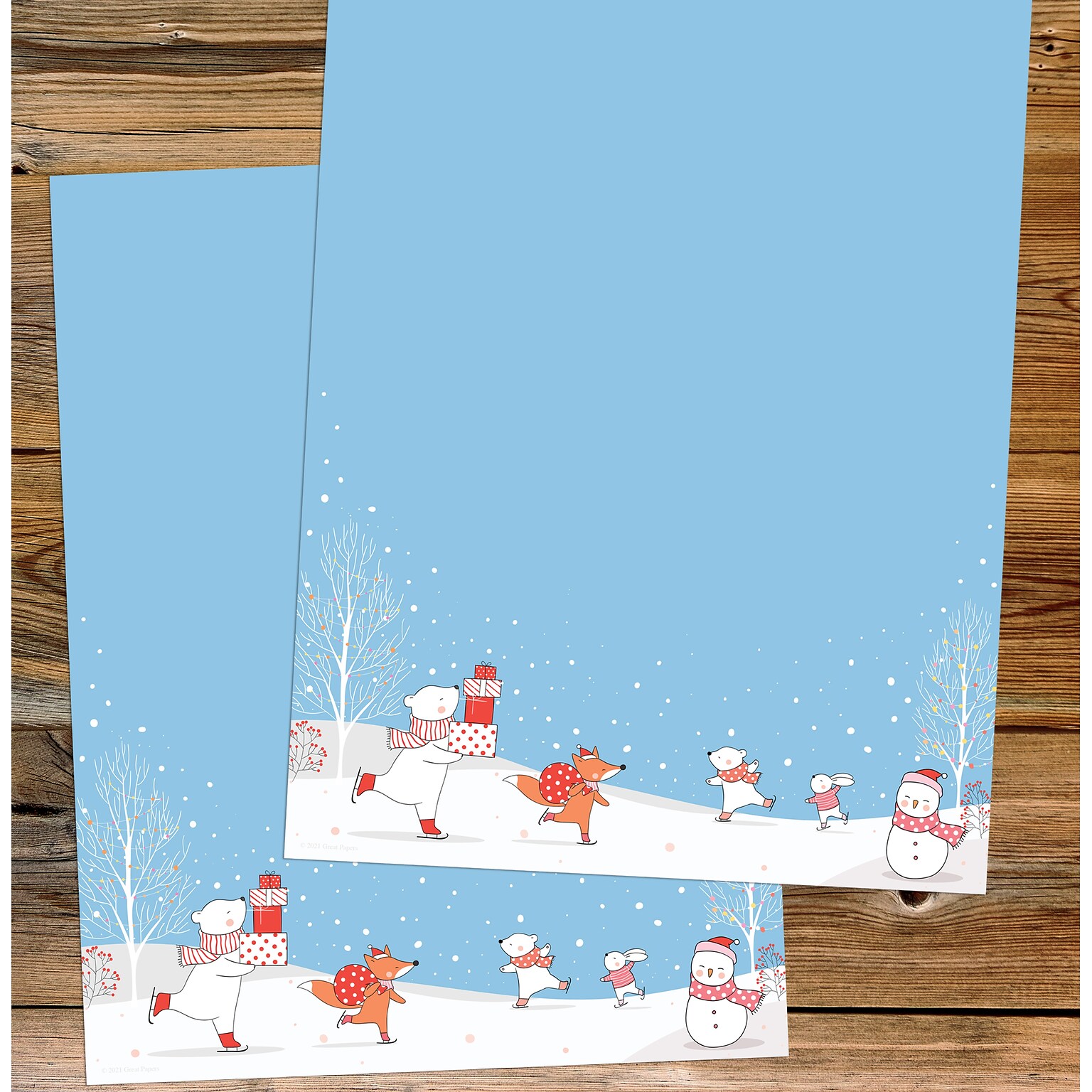 Great Papers Ice Skating Snow Friends Christmas Letterhead, Blue/White ...