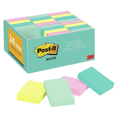Post-it® Notes, 1 3/8" x 1 7/8", Beachside Café Collection, 100 Sheets ...
