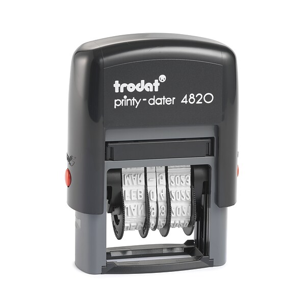 Trodat Printy 4820 Economy Date Stamp, Self-Inking, .38" x 1.63", Black ink | Quill.com