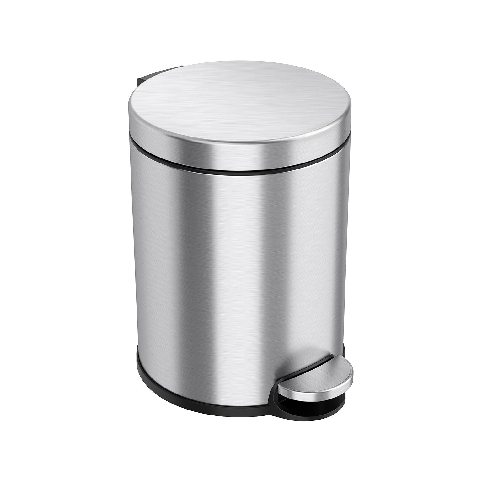 iTouchless SoftStep Round Stainless Steel Step Trash Can with Hinged ...