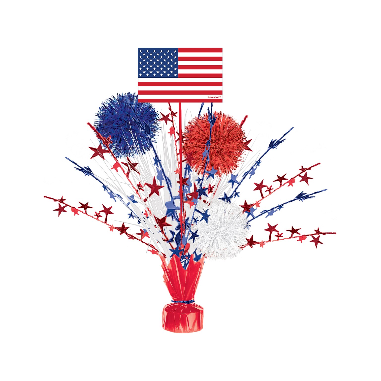 Amscan Fourth of July Tinsel Burst Centerpiece, Multicolor, 4/Pack ...