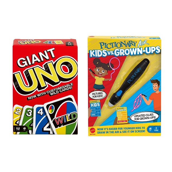 Mattel Game Set, ?Giant UNO Family Card Game and Pictionary Air (GPJ46 ...