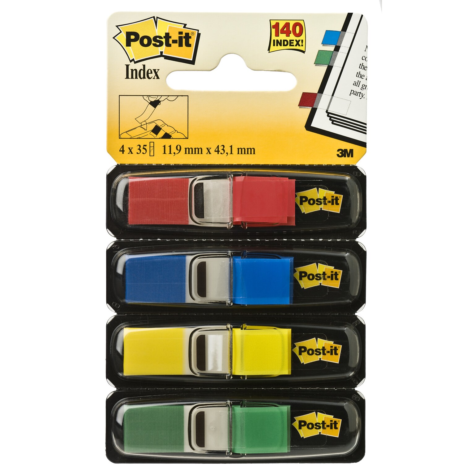 Post-it Flags, .47" Wide, Assorted Colors, 140 Flags/Pack (683-4 ...
