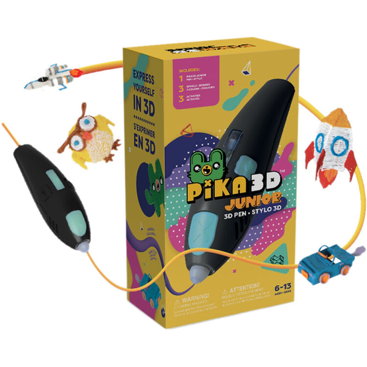 PiKA3D Junior 3D Printing Pen for Print Art & Objects in 3D with Plastic, Black (PIKAJR) | Quill.com