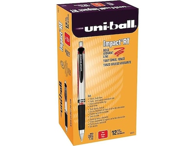 uni-ball 207 Impact RT Retractable Gel Pens, Bold Point, Red Ink, Dozen ...