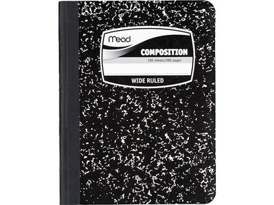 Mead Composition Notebook, 9.75" x 7.5", Wide Ruled, 100 Sheets, Black ...