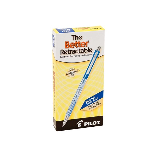 Pilot Better Retractable Ballpoint Pens, Fine Point, Blue Ink, Dozen ...