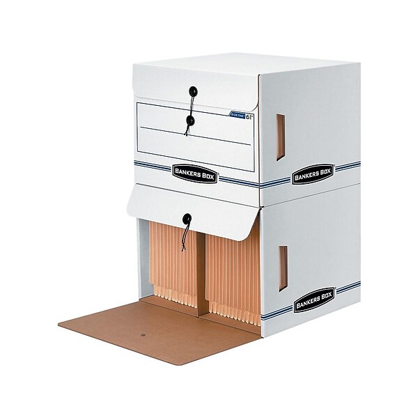 Bankers Box Side-Tab Drop-Front Corrugated File Storage Boxes, String ...