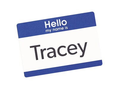 Avery Sticker Name Tags/Labels, White with Blue Border, 100/Pack (5141 ...
