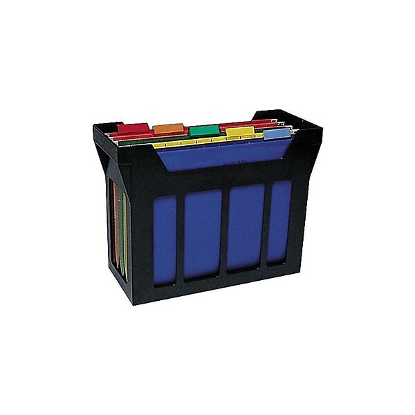 Staples® Plastic File Caddy with File Folders, Letter Size, Black ...