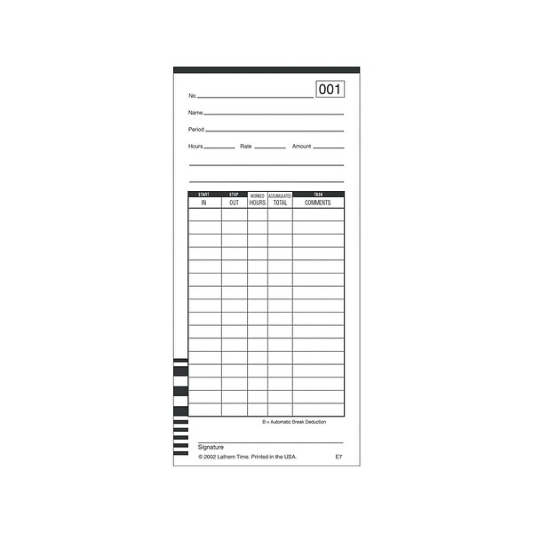 Lathem Time Cards for 7000E and 7500E Time Clocks, 100/Pack (E7-100 ...