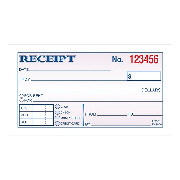 Adams Receipts Book, 2.75"L x 5.38"W, 50 Sheets/Book, 3/Pack (DC2501-3 ...