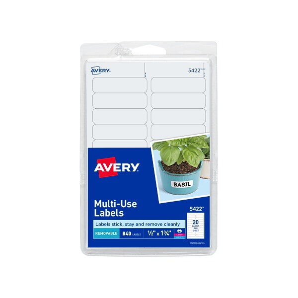 Avery Laser/Inkjet Multipurpose Labels, 1/2" x 1 3/4", White, 20/Sheet ...
