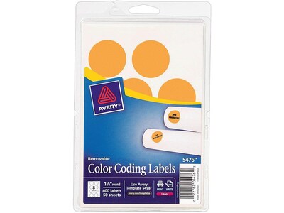 Avery Easy Peel Laser Color Coding Labels, 1 1/4" Dia, Neon Orange, 8 ...