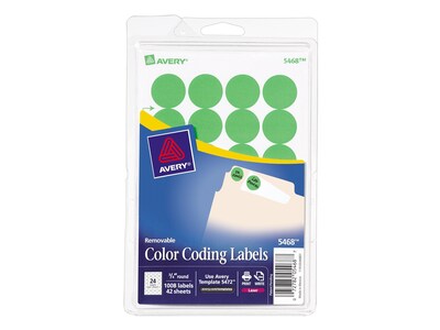 Avery Laser Color Coding Labels, 3/4" Dia., Neon Green, 24 Labels/Sheet ...