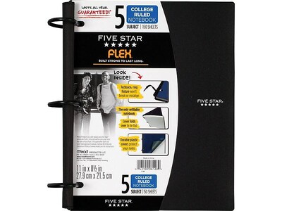 Five Star Flex 5-Subject Notebook, 8.5" x 11", College Ruled, 150 ...