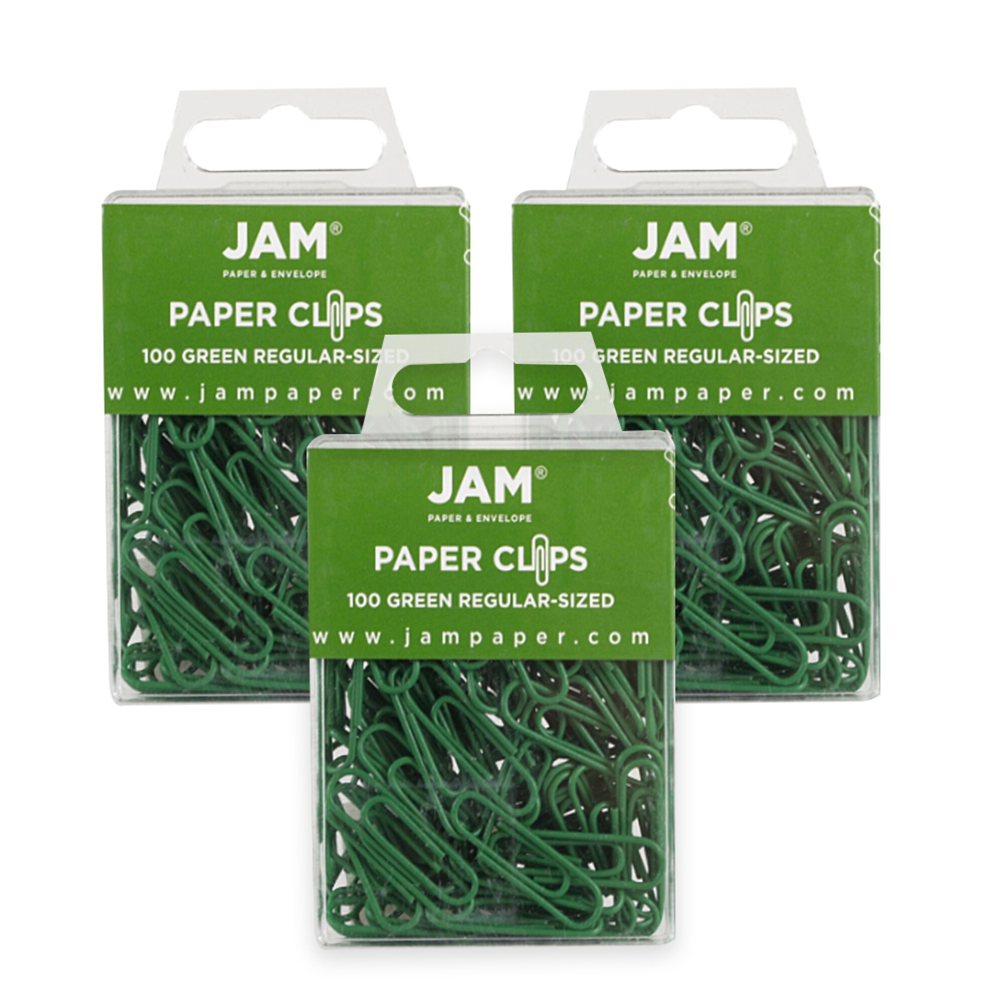 JAM Paper Small Paper Clips, Green, 3 Packs of 100 (2183752B) | Quill ...