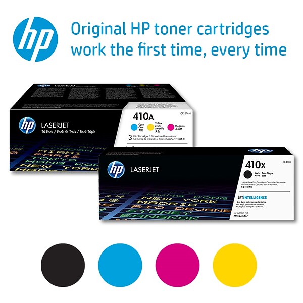 HP 410X/410A Toner Cartridges Black High Yield & Cyan/Magenta/Yellow ...