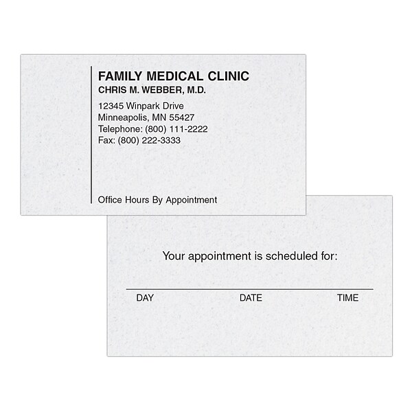 Custom 1-2 Color Appointment Cards, CLASSIC CREST® Smooth Whitestone 80 ...
