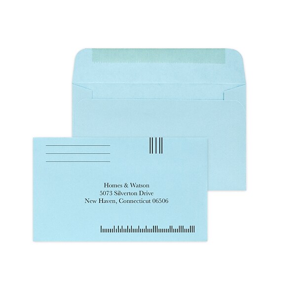 Custom #6-1/4 Barcode Standard Envelopes, 3 1/2" x 6", 24# Blue Wove, 1 ...