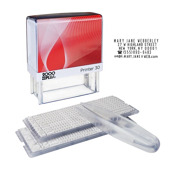 2000 Plus Printer 30 Pre-Inked Stamp Set, Letters/Numbers, Black Ink ...