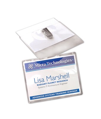 Avery Clip Style Name Badges/Holders, Clear with White Inserts, 100/Box ...